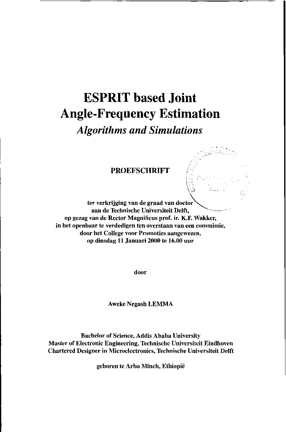 Esprit Based Joint Angle Frequency Estimation Algorithms And Simulations Eurasip 9841